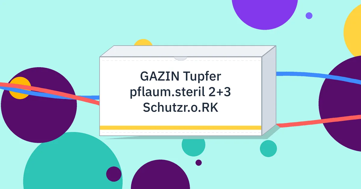 Symbolbild: Packung mit der Aufschrift GAZIN Tupfer pflaum.steril 2+3 Schutzr.o.RK (PZN 15997973) – Verfügbarkeit und Bezug in Apotheken in Frankfurt am Main