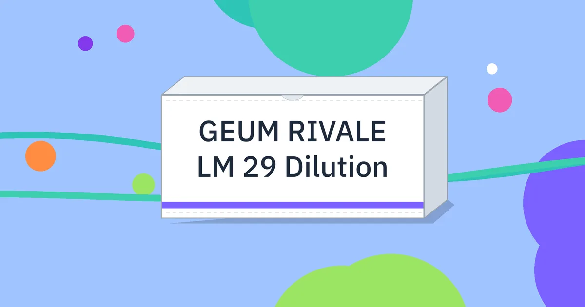 Symbolbild: Packung mit der Aufschrift GEUM RIVALE LM 29 Dilution (PZN 13543015) – Verfügbarkeit und Bezug in Apotheken in Frankfurt am Main