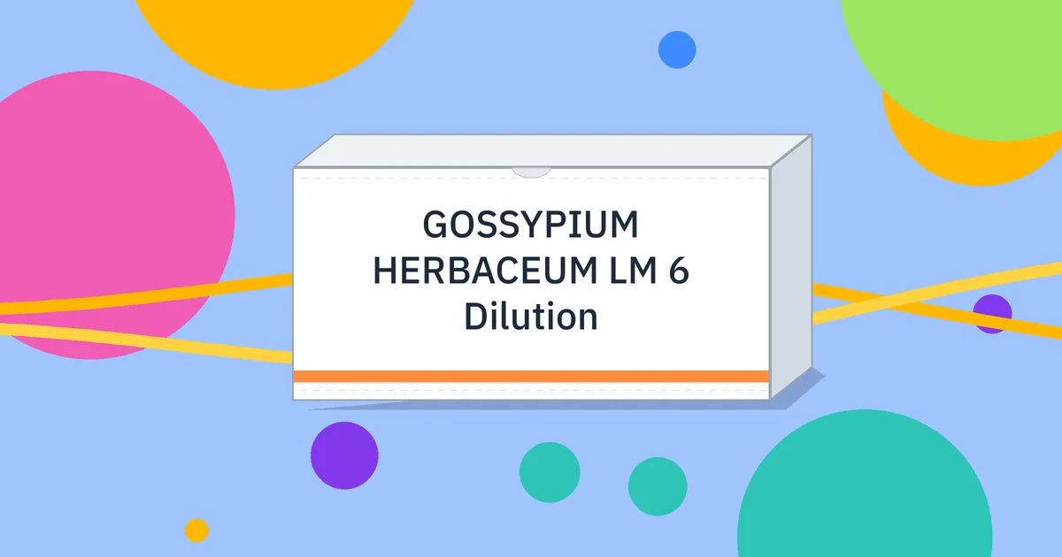 Symbolbild: Packung mit der Aufschrift GOSSYPIUM HERBACEUM LM 6 Dilution (PZN 13545528) – Verfügbarkeit und Bezug in Apotheken in Frankfurt am Main