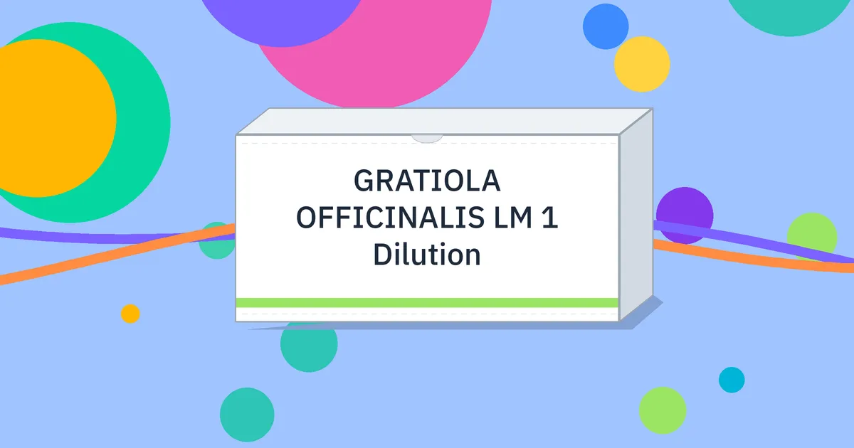 Symbolbild: Packung mit der Aufschrift GRATIOLA OFFICINALIS LM 1 Dilution (PZN 13546367) – Verfügbarkeit und Bezug in Apotheken in Frankfurt am Main