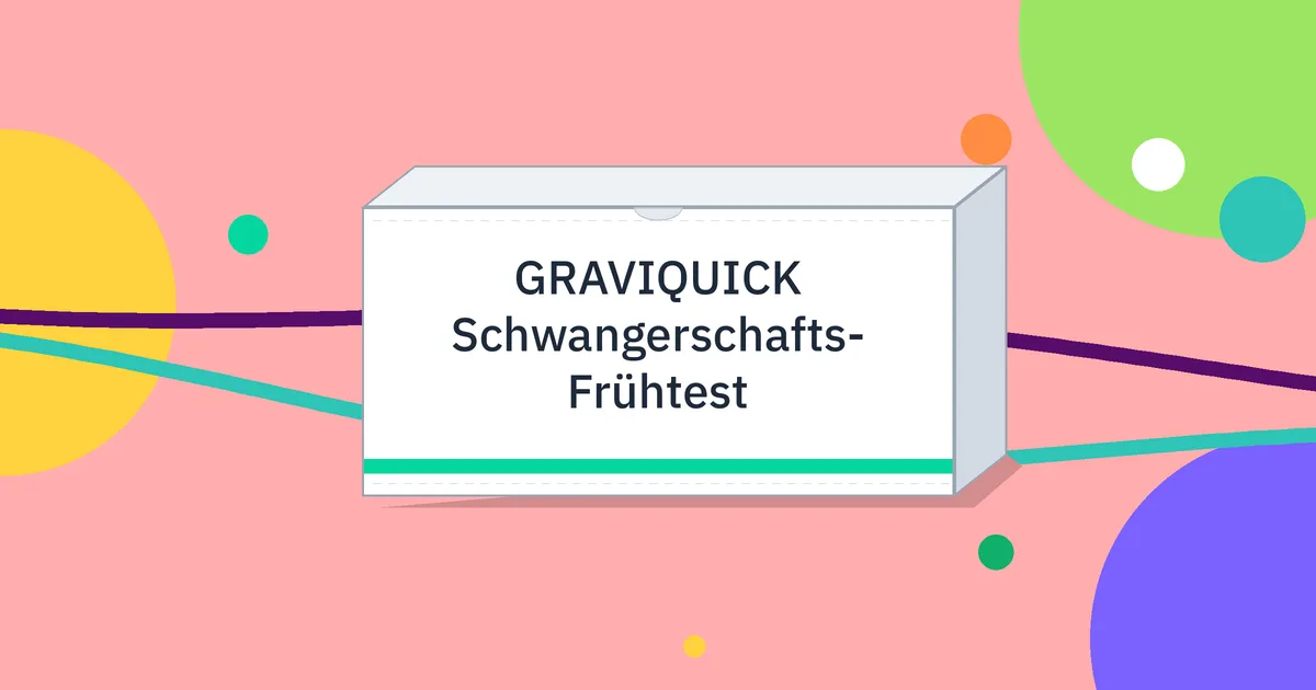 Symbolbild: Packung mit der Aufschrift GRAVIQUICK Schwangerschafts-Frühtest (PZN 07418323) – Verfügbarkeit und Bezug in Apotheken in Frankfurt am Main