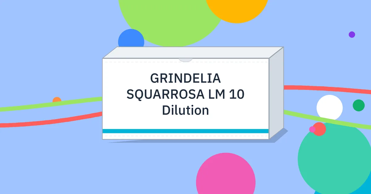 Symbolbild: Packung mit der Aufschrift GRINDELIA SQUARROSA LM 10 Dilution (PZN 13547438) – Verfügbarkeit und Bezug in Apotheken in Frankfurt am Main
