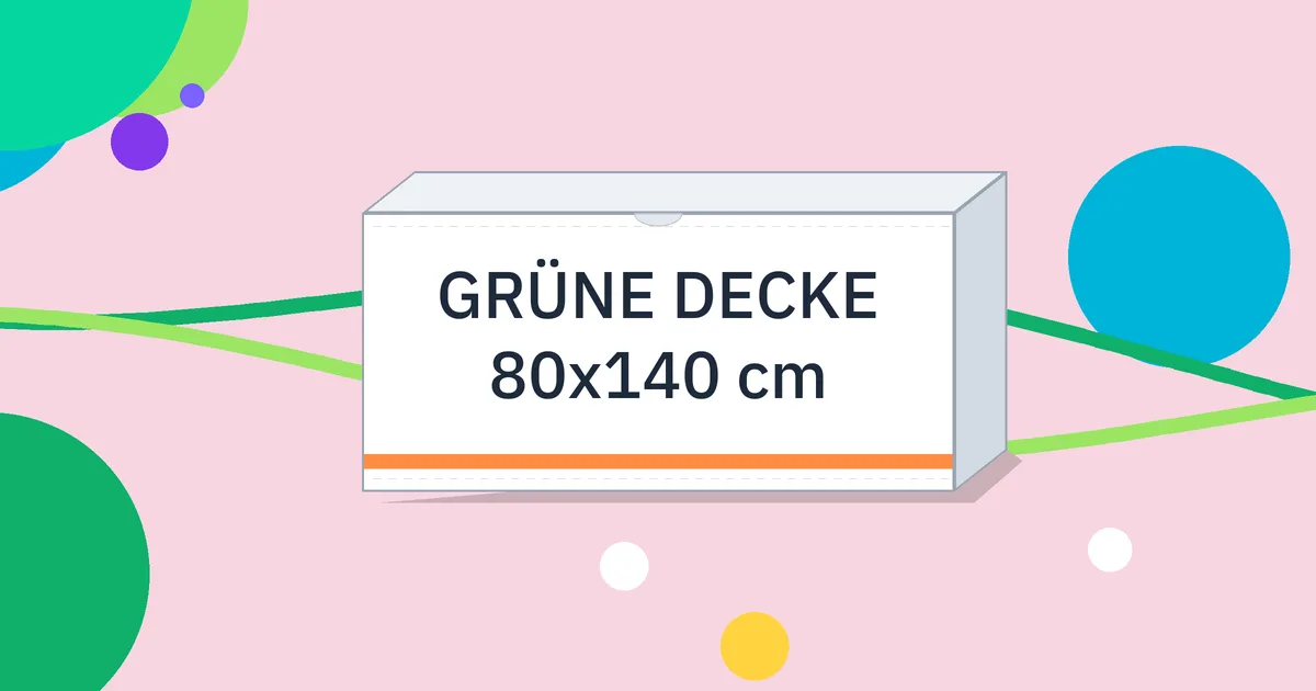 Symbolbild: Packung mit der Aufschrift GRÜNE DECKE 80x140 cm (PZN 07279732) – Verfügbarkeit und Bezug in Apotheken in Frankfurt am Main