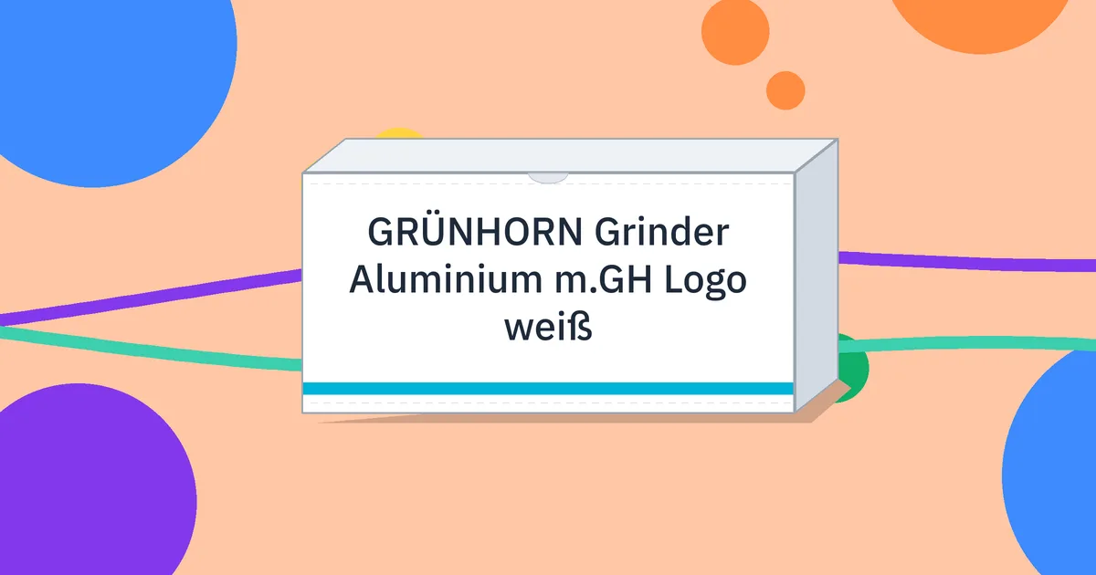 Symbolbild: Packung mit der Aufschrift GRÜNHORN Grinder Aluminium m.GH Logo weiß (PZN 16528217) – Verfügbarkeit und Bezug in Apotheken in Frankfurt am Main