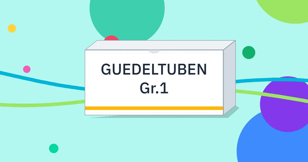 Symbolbild: Packung mit der Aufschrift GUEDELTUBEN Gr.1 (PZN 07701668) – Verfügbarkeit und Bezug in Apotheken in Frankfurt am Main