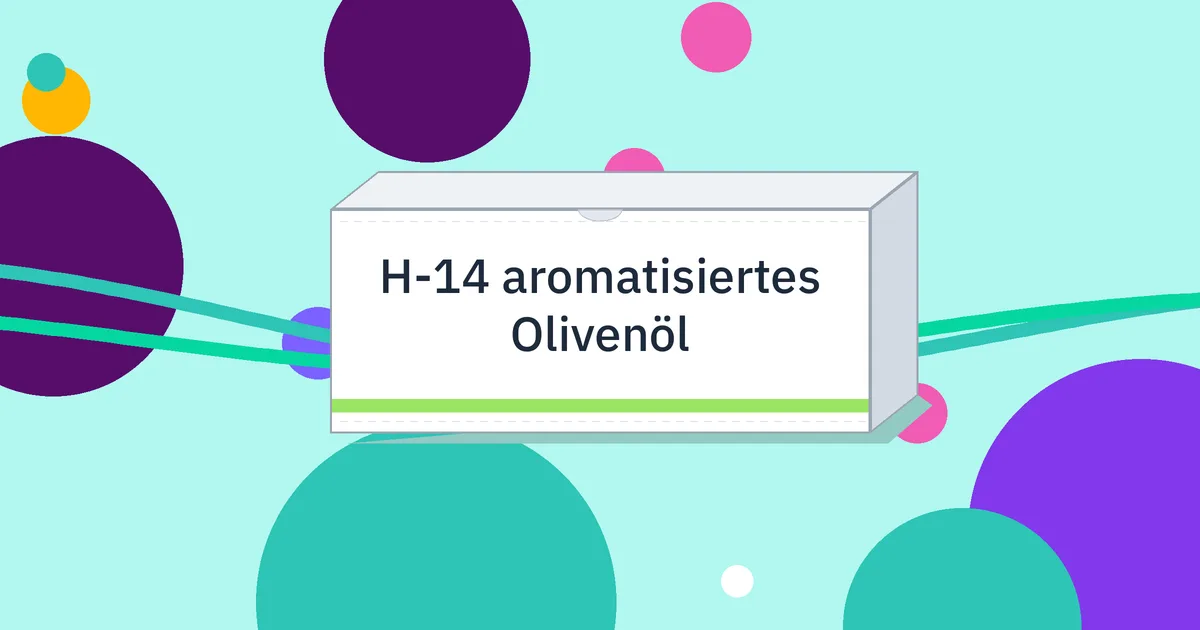 Symbolbild: Packung mit der Aufschrift H-14 aromatisiertes Olivenöl (PZN 02030755) – Verfügbarkeit und Bezug in Apotheken in Frankfurt am Main