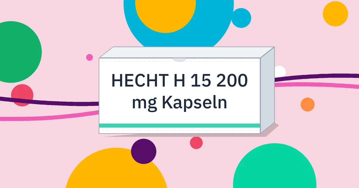 Symbolbild: Packung mit der Aufschrift HECHT H 15 200 mg Kapseln (PZN 09528493) – Verfügbarkeit und Bezug in Apotheken in Frankfurt am Main