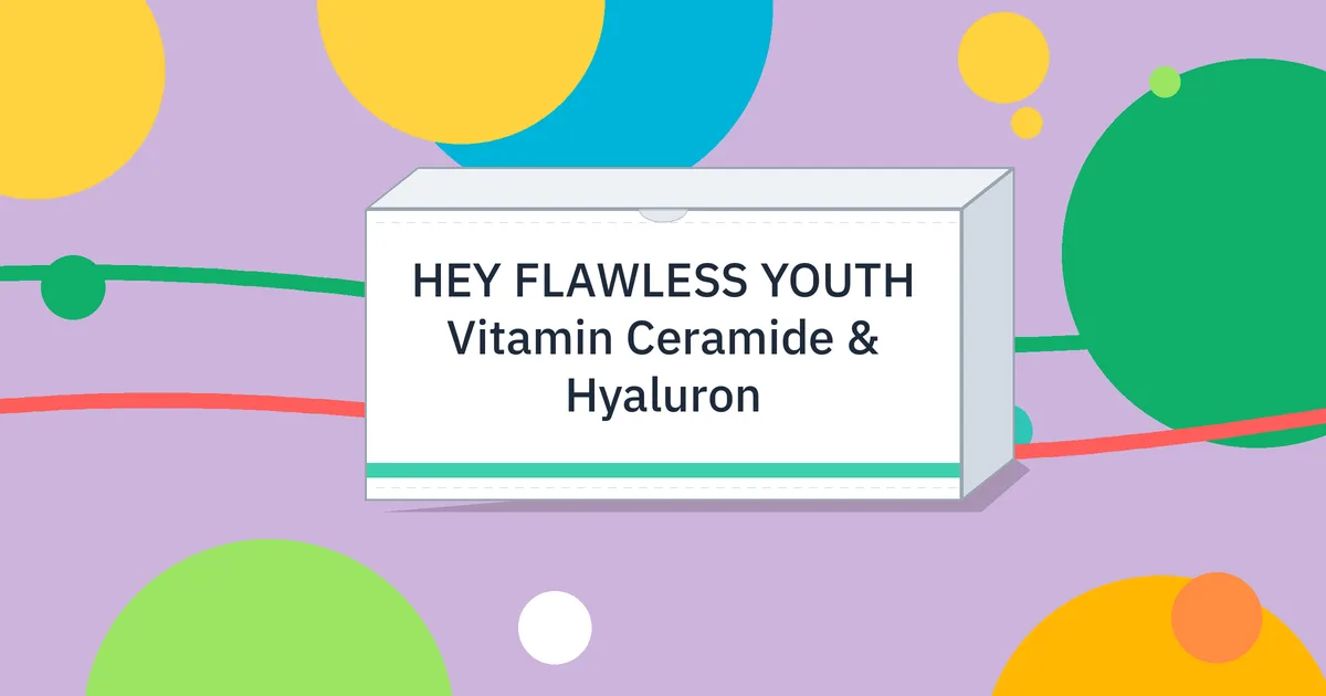 Symbolbild: Packung mit der Aufschrift HEY FLAWLESS YOUTH Vitamin Ceramide & Hyaluron (PZN 18039600) – Verfügbarkeit und Bezug in Apotheken in Frankfurt am Main