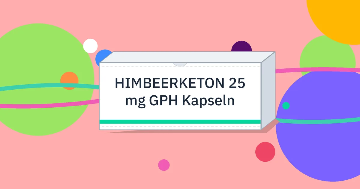 Symbolbild: Packung mit der Aufschrift HIMBEERKETON 25 mg GPH Kapseln (PZN 10977428) – Verfügbarkeit und Bezug in Apotheken in Frankfurt am Main