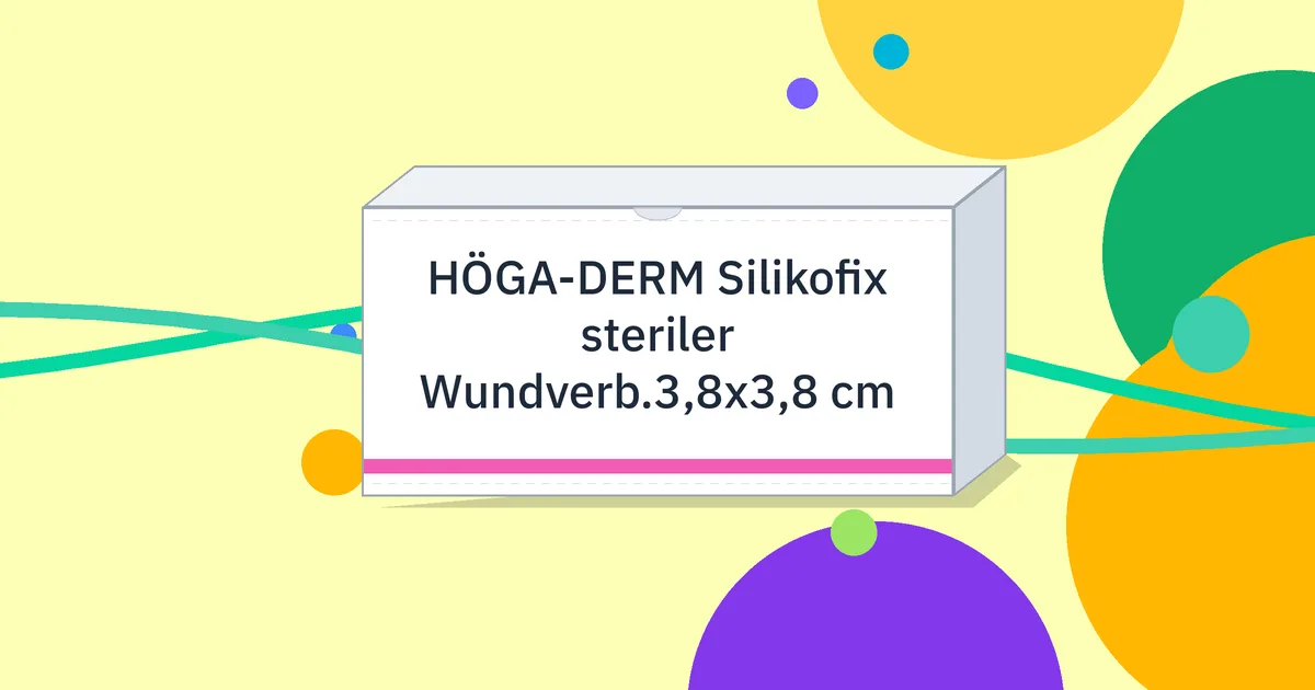 Symbolbild: Packung mit der Aufschrift HÖGA-DERM Silikofix steriler Wundverb.3,8x3,8 cm (PZN 16849996) – Verfügbarkeit und Bezug in Apotheken in Frankfurt am Main