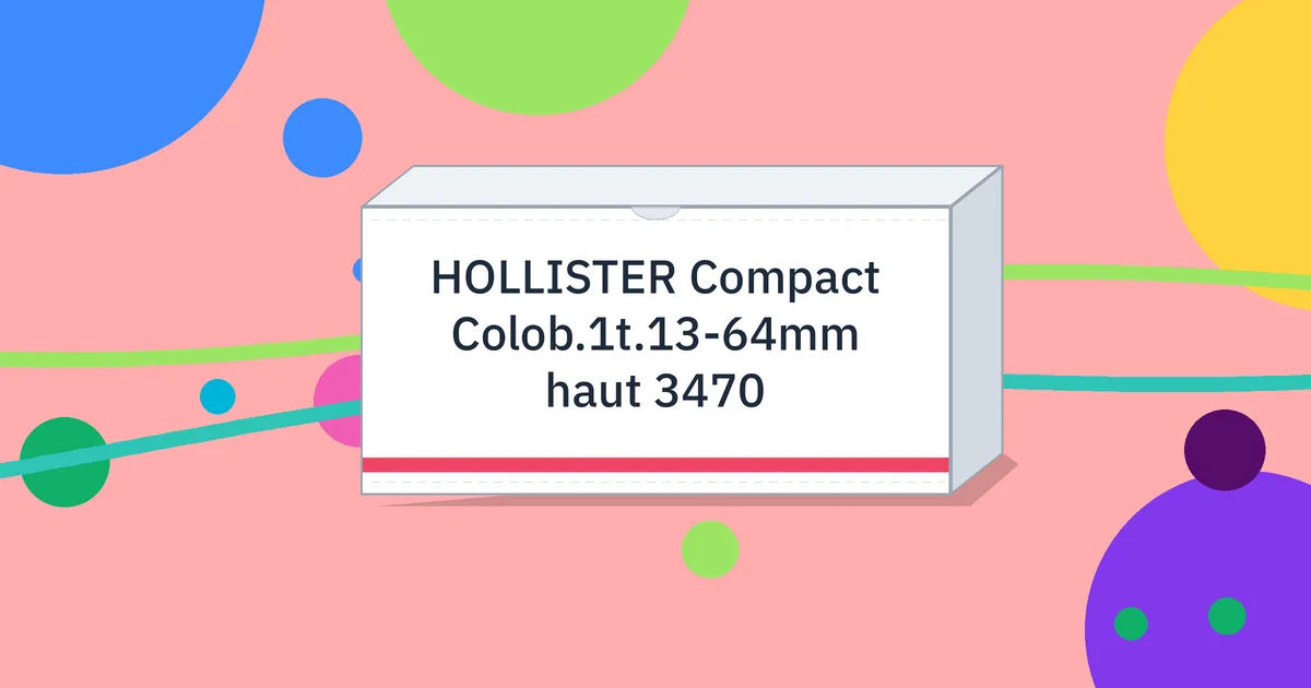 Symbolbild: Packung mit der Aufschrift HOLLISTER Compact Colob.1t.13-64mm haut 3470 (PZN 04524591) – Verfügbarkeit und Bezug in Apotheken in Frankfurt am Main