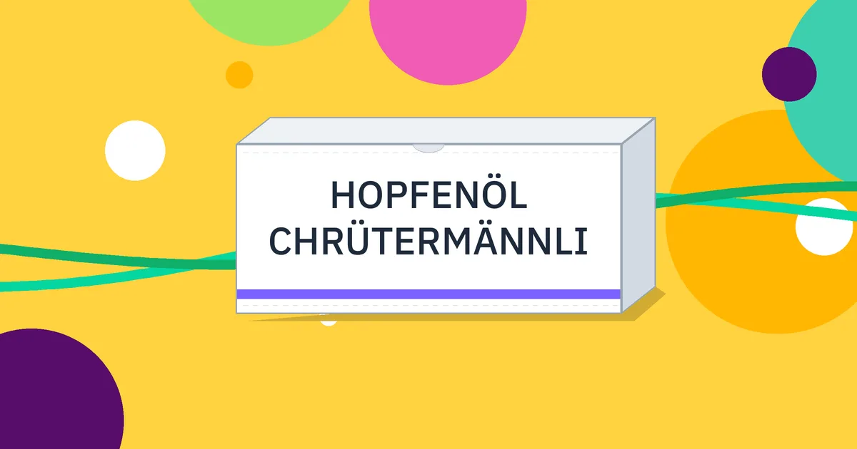 Symbolbild: Packung mit der Aufschrift HOPFENÖL CHRÜTERMÄNNLI (PZN 08423013) – Verfügbarkeit und Bezug in Apotheken in Frankfurt am Main