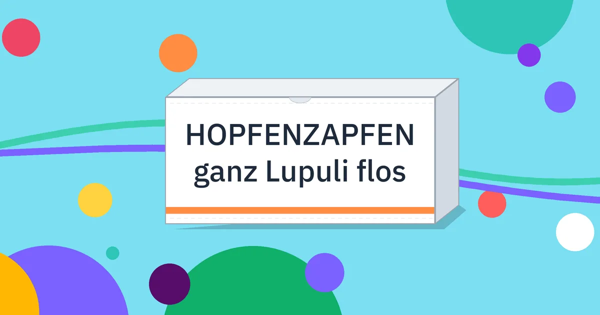 Symbolbild: Packung mit der Aufschrift HOPFENZAPFEN ganz Lupuli flos (PZN 20948965) – Verfügbarkeit und Bezug in Apotheken in Frankfurt am Main