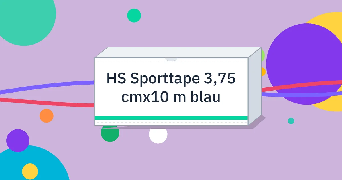 Symbolbild: Packung mit der Aufschrift HS Sporttape 3,75 cmx10 m blau (PZN 09742200) – Verfügbarkeit und Bezug in Apotheken in Frankfurt am Main
