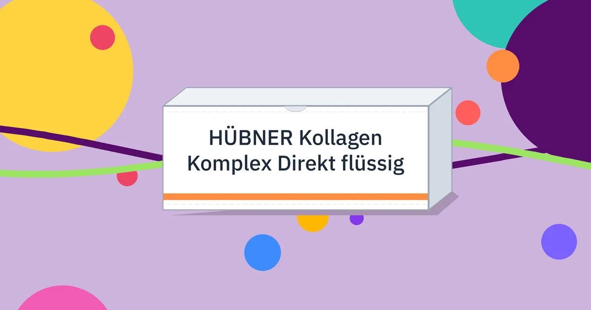 Symbolbild: Packung mit der Aufschrift HÜBNER Kollagen Komplex Direkt flüssig (PZN 20038499) – Verfügbarkeit und Bezug in Apotheken in Frankfurt am Main