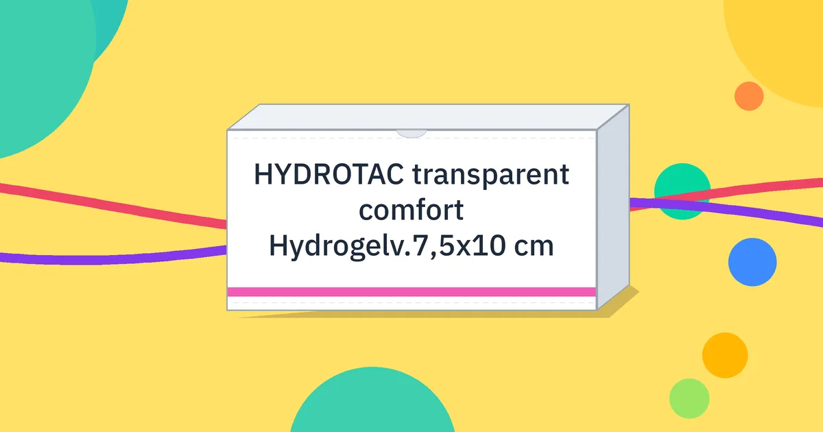 Symbolbild: Packung mit der Aufschrift HYDROTAC transparent comfort Hydrogelv.7,5x10 cm (PZN 19515534) – Verfügbarkeit und Bezug in Apotheken in Frankfurt am Main
