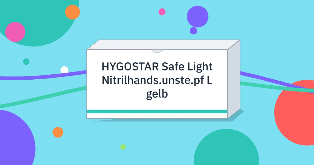 Symbolbild: Packung mit der Aufschrift HYGOSTAR Safe Light Nitrilhands.unste.pf L gelb (PZN 20774761) – Verfügbarkeit und Bezug in Apotheken in Frankfurt am Main