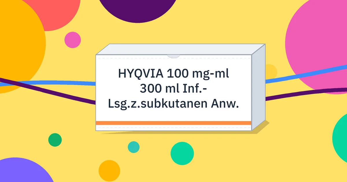 Symbolbild: Packung mit der Aufschrift HYQVIA 100 mg-ml 300 ml Inf.-Lsg.z.subkutanen Anw. (PZN 16675349) – Verfügbarkeit und Bezug in Apotheken in Frankfurt am Main