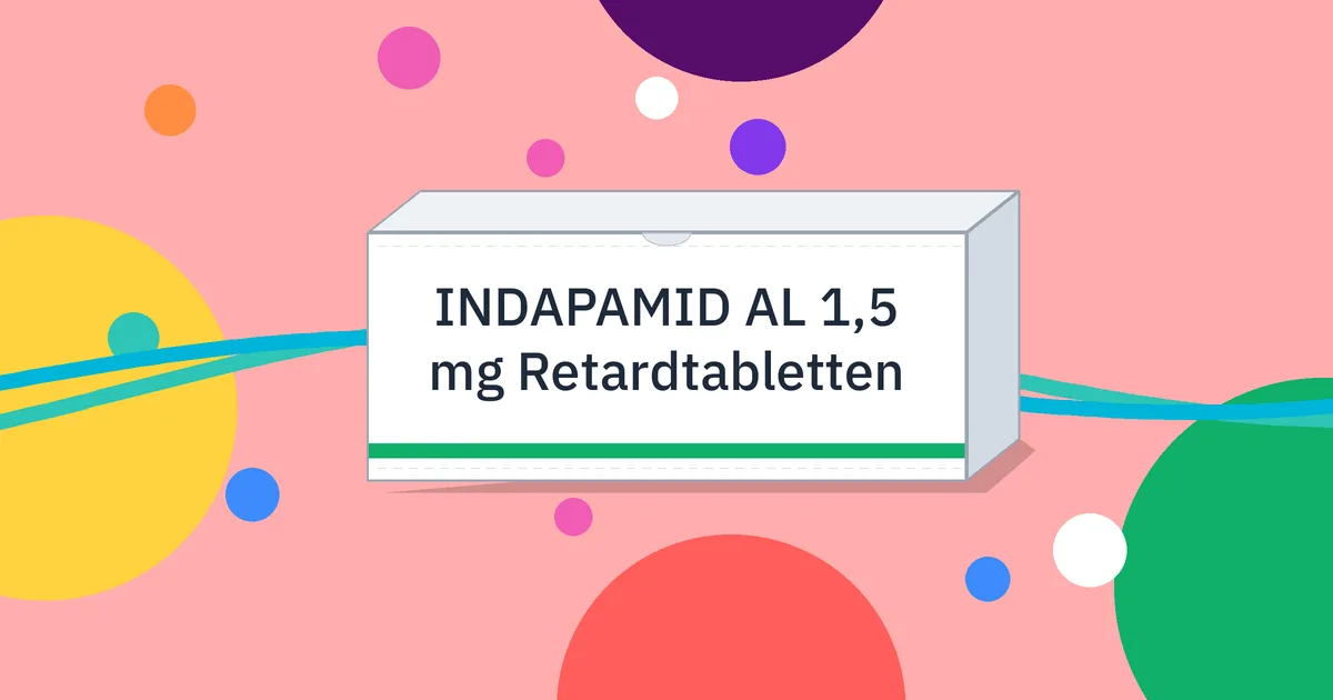 Symbolbild: Packung mit der Aufschrift INDAPAMID AL 1,5 mg Retardtabletten (PZN 04307149) – Verfügbarkeit und Bezug in Apotheken in Frankfurt am Main