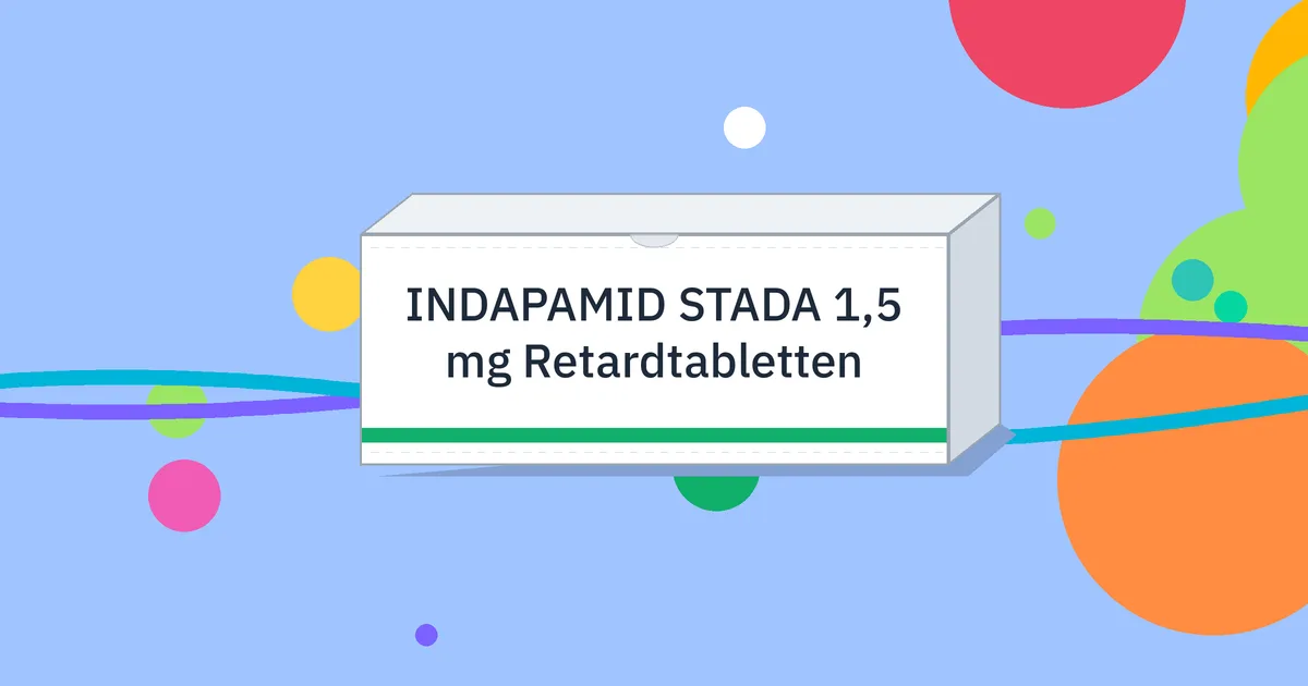 Symbolbild: Packung mit der Aufschrift INDAPAMID STADA 1,5 mg Retardtabletten (PZN 18214670) – Verfügbarkeit und Bezug in Apotheken in Frankfurt am Main
