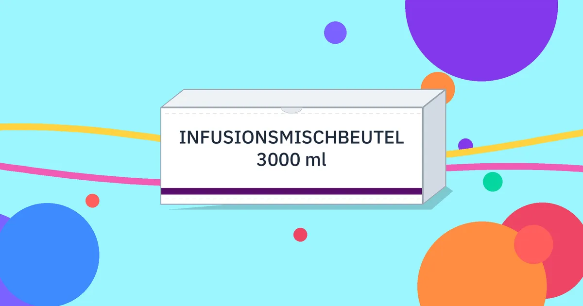 Symbolbild: Packung mit der Aufschrift INFUSIONSMISCHBEUTEL 3000 ml (PZN 19986713) – Verfügbarkeit und Bezug in Apotheken in Frankfurt am Main