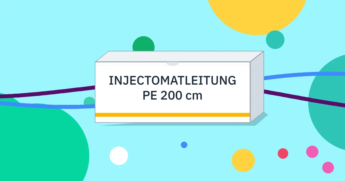 Symbolbild: Packung mit der Aufschrift INJECTOMATLEITUNG PE 200 cm (PZN 03455379) – Verfügbarkeit und Bezug in Apotheken in Frankfurt am Main