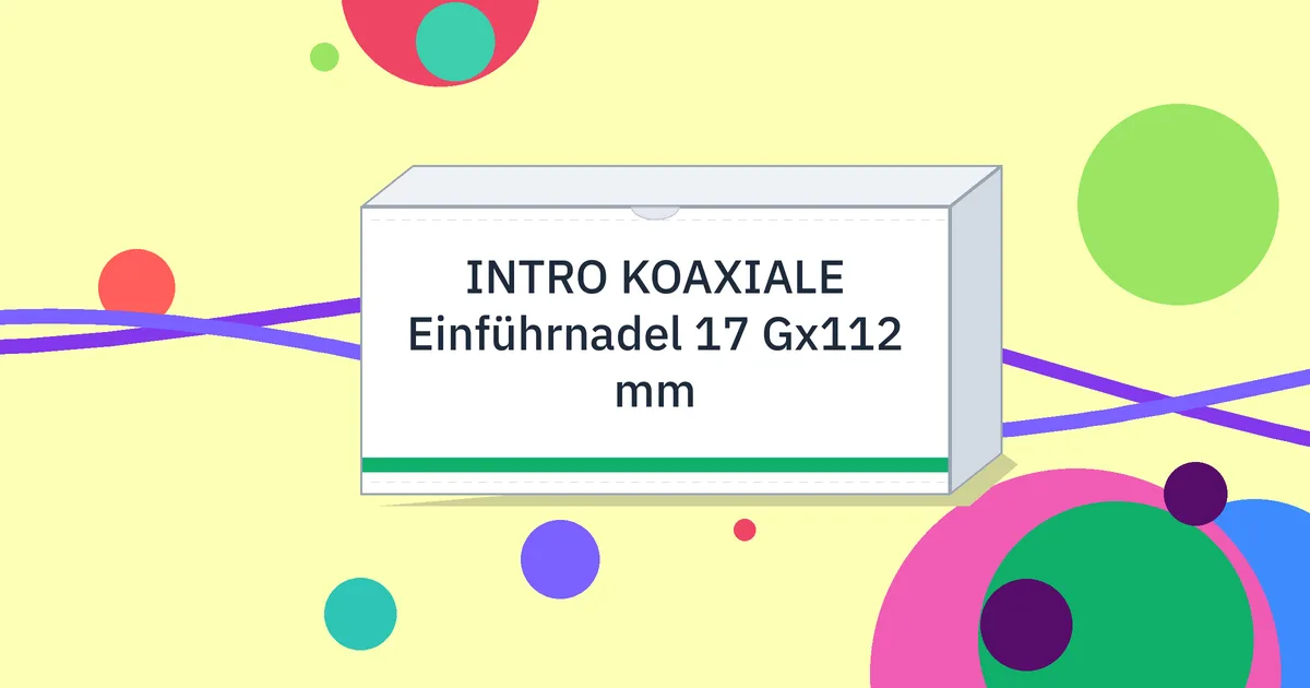 Symbolbild: Packung mit der Aufschrift INTRO KOAXIALE Einführnadel 17 Gx112 mm (PZN 19737186) – Verfügbarkeit und Bezug in Apotheken in Frankfurt am Main