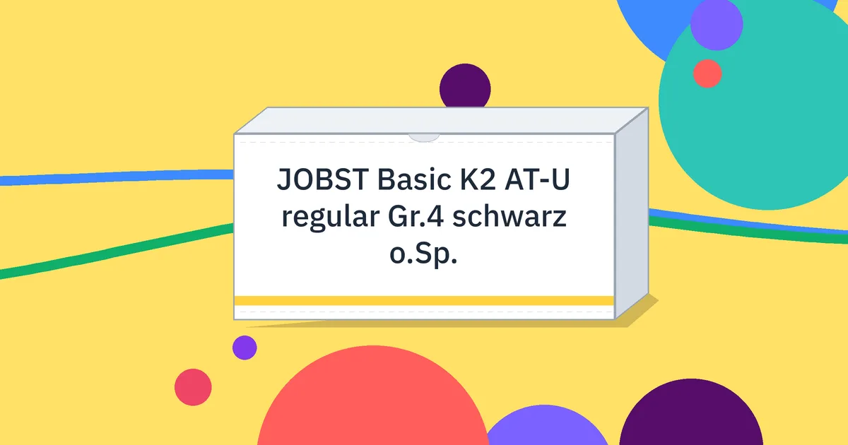 Symbolbild: Packung mit der Aufschrift JOBST Basic K2 AT-U regular Gr.4 schwarz o.Sp. (PZN 15312403) – Verfügbarkeit und Bezug in Apotheken in Frankfurt am Main