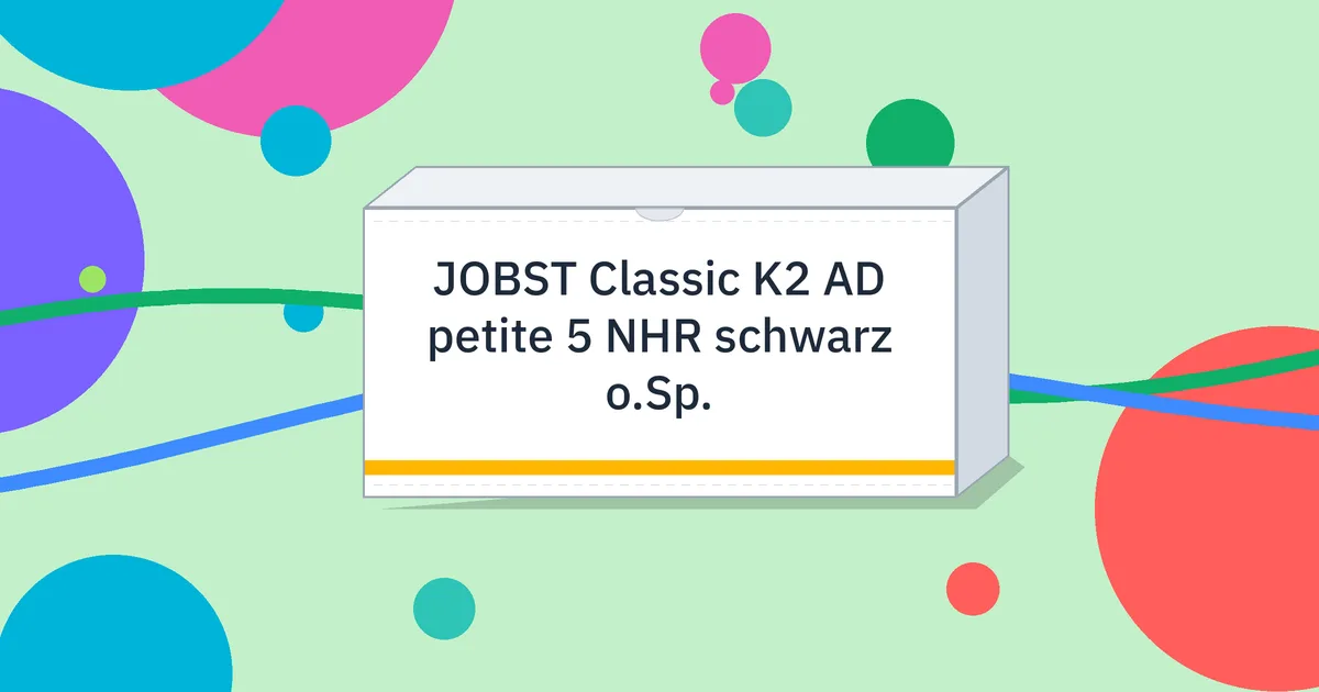 Symbolbild: Packung mit der Aufschrift JOBST Classic K2 AD petite 5 NHR schwarz o.Sp. (PZN 13061492) – Verfügbarkeit und Bezug in Apotheken in Frankfurt am Main