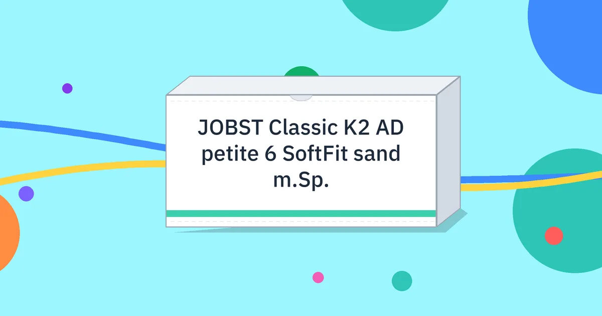 Symbolbild: Packung mit der Aufschrift JOBST Classic K2 AD petite 6 SoftFit sand m.Sp. (PZN 14222827) – Verfügbarkeit und Bezug in Apotheken in Frankfurt am Main
