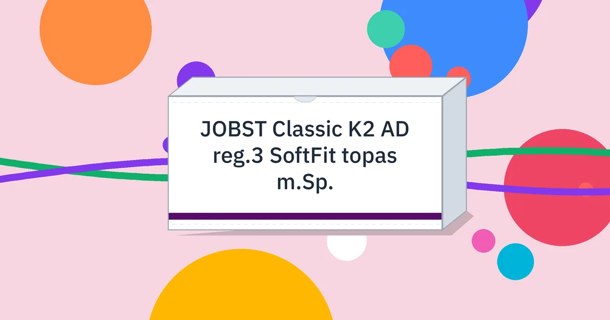 Symbolbild: Packung mit der Aufschrift JOBST Classic K2 AD reg.3 SoftFit topas m.Sp. (PZN 14222017) – Verfügbarkeit und Bezug in Apotheken in Frankfurt am Main