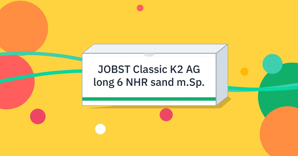 Symbolbild: Packung mit der Aufschrift JOBST Classic K2 AG long 6 NHR sand m.Sp. (PZN 11269811) – Verfügbarkeit und Bezug in Apotheken in Frankfurt am Main