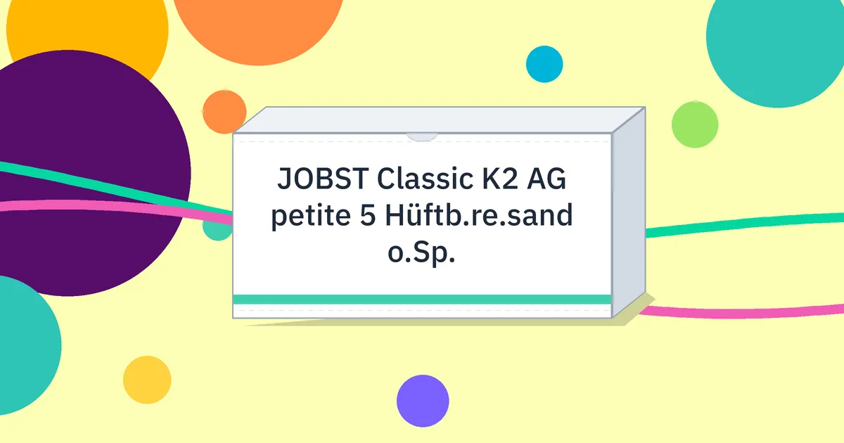 Symbolbild: Packung mit der Aufschrift JOBST Classic K2 AG petite 5 Hüftb.re.sand o.Sp. (PZN 13065774) – Verfügbarkeit und Bezug in Apotheken in Frankfurt am Main
