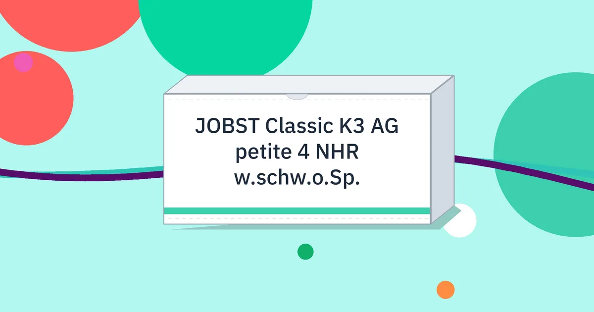 Symbolbild: Packung mit der Aufschrift JOBST Classic K3 AG petite 4 NHR w.schw.o.Sp. (PZN 13073207) – Verfügbarkeit und Bezug in Apotheken in Frankfurt am Main