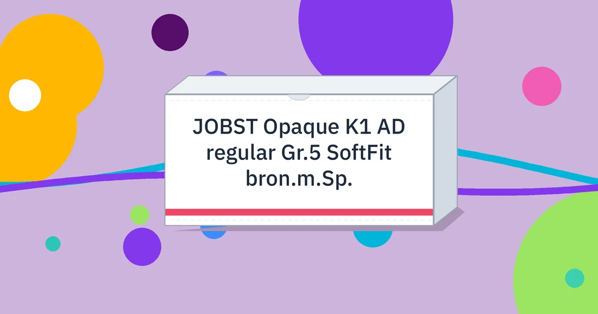 Symbolbild: Packung mit der Aufschrift JOBST Opaque K1 AD regular Gr.5 SoftFit bron.m.Sp. (PZN 13081649) – Verfügbarkeit und Bezug in Apotheken in Frankfurt am Main