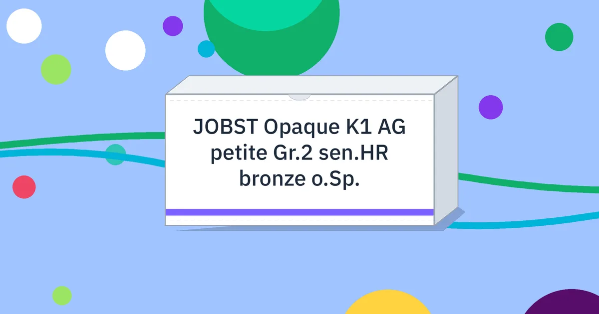 Symbolbild: Packung mit der Aufschrift JOBST Opaque K1 AG petite Gr.2 sen.HR bronze o.Sp. (PZN 13088775) – Verfügbarkeit und Bezug in Apotheken in Frankfurt am Main
