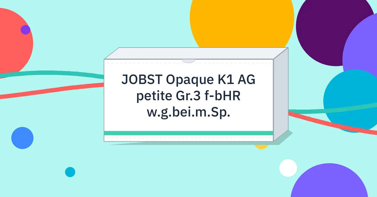 Symbolbild: Packung mit der Aufschrift JOBST Opaque K1 AG petite Gr.3 f-bHR w.g.bei.m.Sp. (PZN 16269106) – Verfügbarkeit und Bezug in Apotheken in Frankfurt am Main