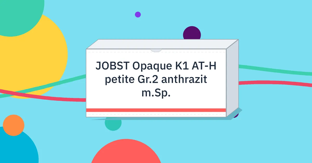 Symbolbild: Packung mit der Aufschrift JOBST Opaque K1 AT-H petite Gr.2 anthrazit m.Sp. (PZN 16276052) – Verfügbarkeit und Bezug in Apotheken in Frankfurt am Main