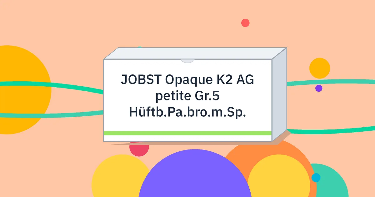 Symbolbild: Packung mit der Aufschrift JOBST Opaque K2 AG petite Gr.5 Hüftb.Pa.bro.m.Sp. (PZN 13114219) – Verfügbarkeit und Bezug in Apotheken in Frankfurt am Main