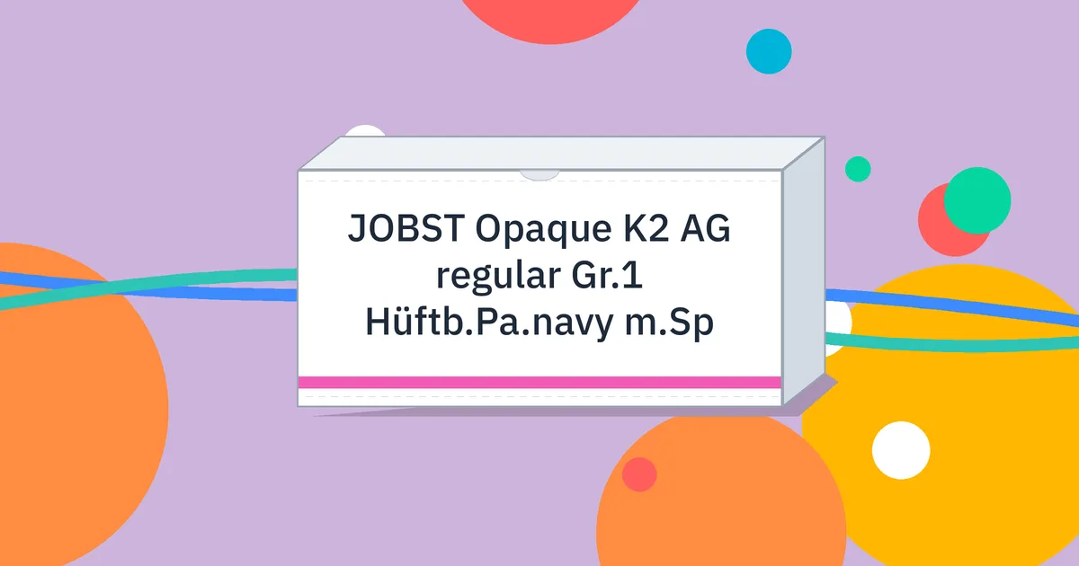 Symbolbild: Packung mit der Aufschrift JOBST Opaque K2 AG regular Gr.1 Hüftb.Pa.navy m.Sp (PZN 13116483) – Verfügbarkeit und Bezug in Apotheken in Frankfurt am Main