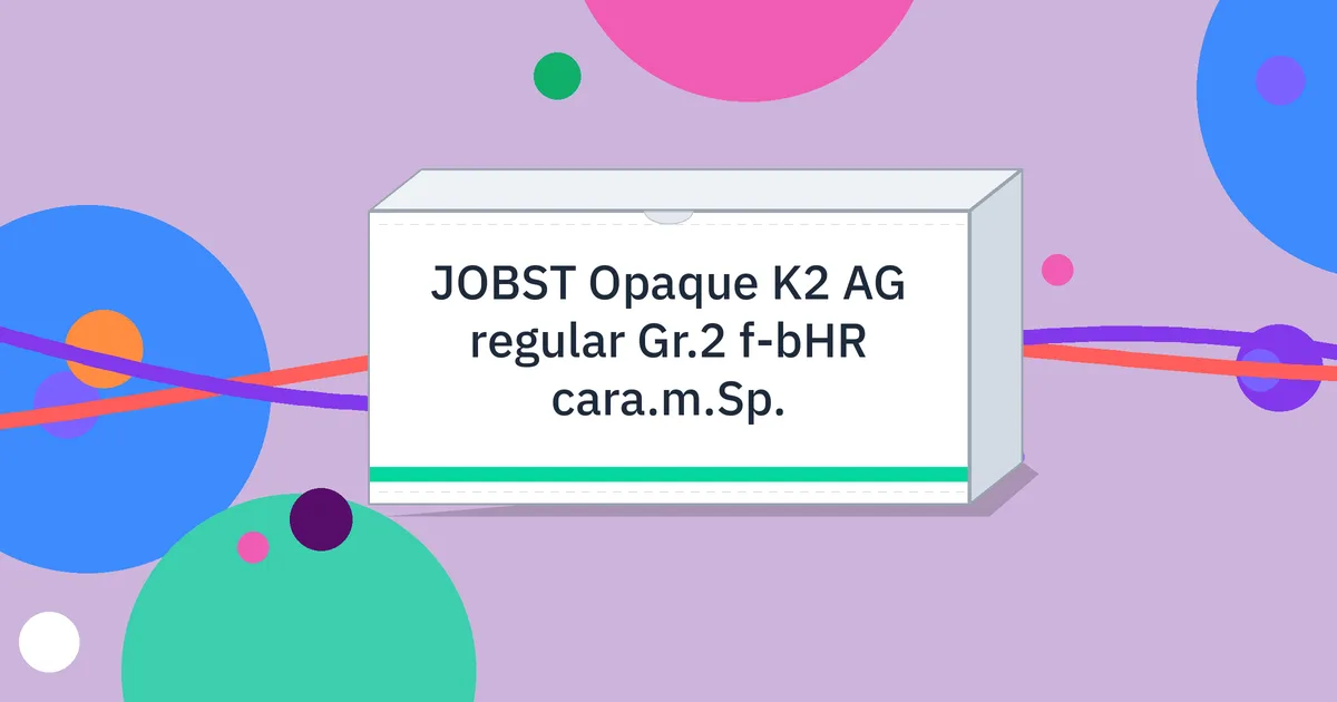 Symbolbild: Packung mit der Aufschrift JOBST Opaque K2 AG regular Gr.2 f-bHR cara.m.Sp. (PZN 10723030) – Verfügbarkeit und Bezug in Apotheken in Frankfurt am Main