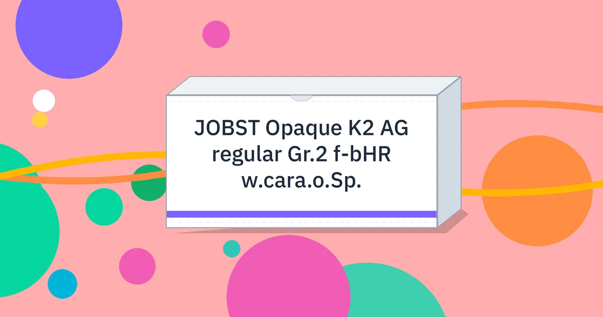 Symbolbild: Packung mit der Aufschrift JOBST Opaque K2 AG regular Gr.2 f-bHR w.cara.o.Sp. (PZN 11252880) – Verfügbarkeit und Bezug in Apotheken in Frankfurt am Main