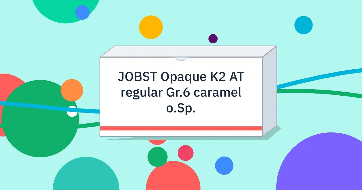 Symbolbild: Packung mit der Aufschrift JOBST Opaque K2 AT regular Gr.6 caramel o.Sp. (PZN 11257104) – Verfügbarkeit und Bezug in Apotheken in Frankfurt am Main