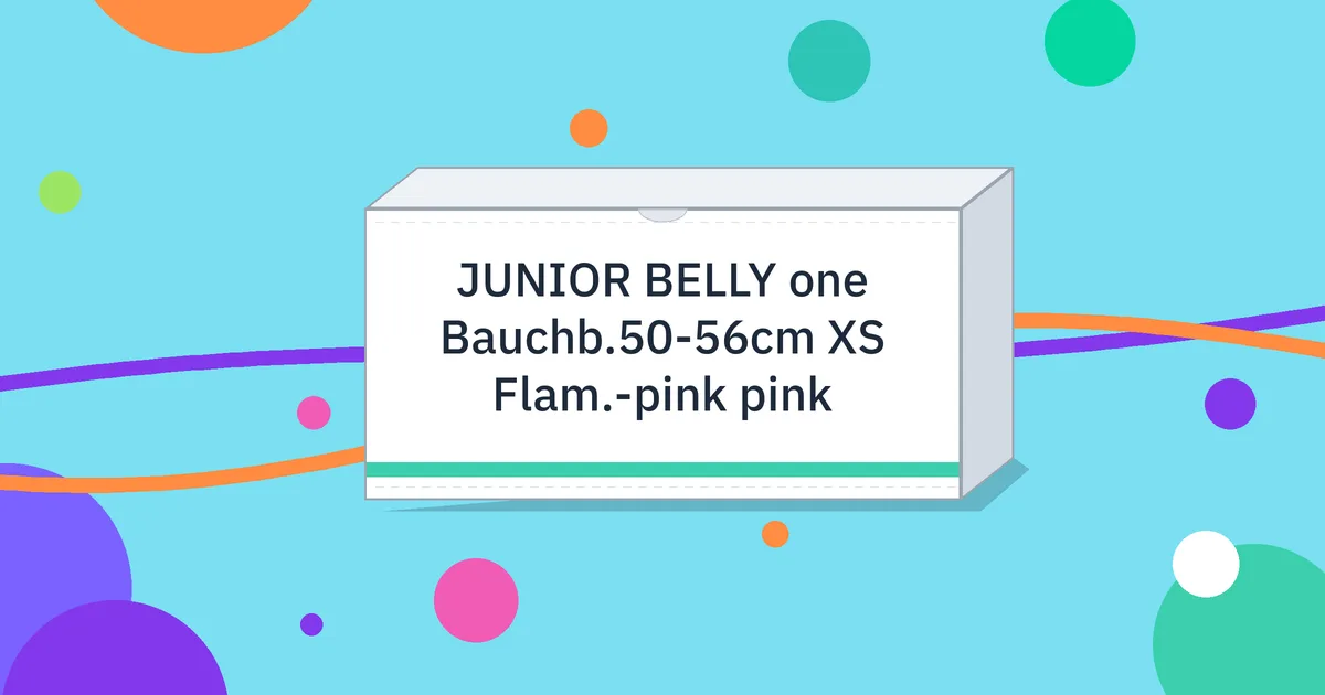 Symbolbild: Packung mit der Aufschrift JUNIOR BELLY one Bauchb.50-56cm XS Flam.-pink pink (PZN 13247802) – Verfügbarkeit und Bezug in Apotheken in Frankfurt am Main