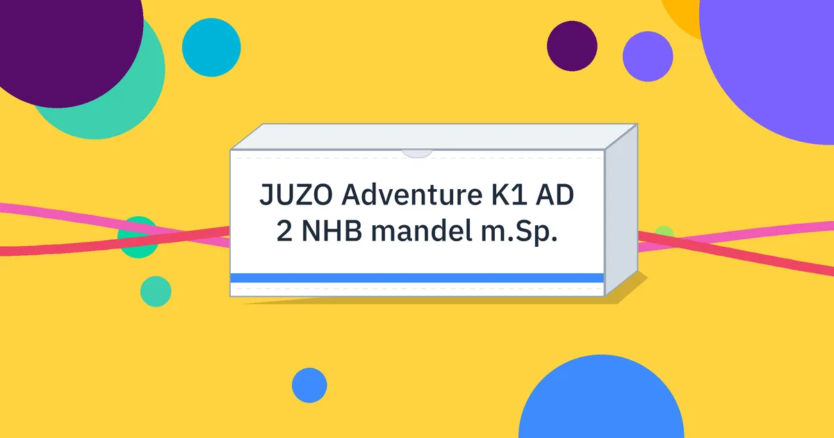 Symbolbild: Packung mit der Aufschrift JUZO Adventure K1 AD 2 NHB mandel m.Sp. (PZN 14974639) – Verfügbarkeit und Bezug in Apotheken in Frankfurt am Main