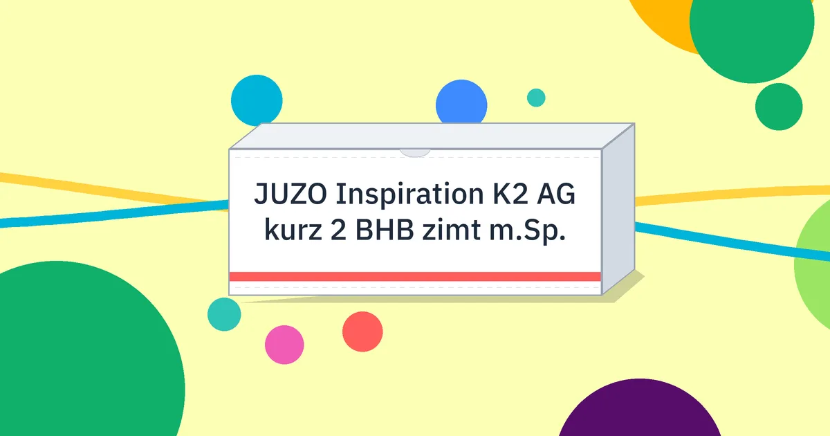 Symbolbild: Packung mit der Aufschrift JUZO Inspiration K2 AG kurz 2 BHB zimt m.Sp. (PZN 14834016) – Verfügbarkeit und Bezug in Apotheken in Frankfurt am Main