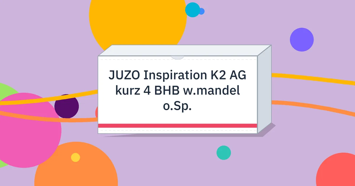 Symbolbild: Packung mit der Aufschrift JUZO Inspiration K2 AG kurz 4 BHB w.mandel o.Sp. (PZN 14850819) – Verfügbarkeit und Bezug in Apotheken in Frankfurt am Main