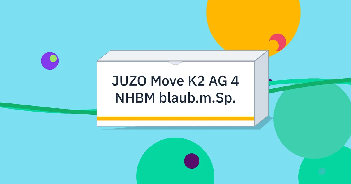 Symbolbild: Packung mit der Aufschrift JUZO Move K2 AG 4 NHBM blaub.m.Sp. (PZN 18554911) – Verfügbarkeit und Bezug in Apotheken in Frankfurt am Main