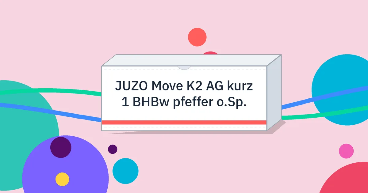 Symbolbild: Packung mit der Aufschrift JUZO Move K2 AG kurz 1 BHBw pfeffer o.Sp. (PZN 16646052) – Verfügbarkeit und Bezug in Apotheken in Frankfurt am Main