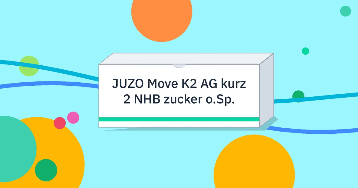 Symbolbild: Packung mit der Aufschrift JUZO Move K2 AG kurz 2 NHB zucker o.Sp. (PZN 18529592) – Verfügbarkeit und Bezug in Apotheken in Frankfurt am Main